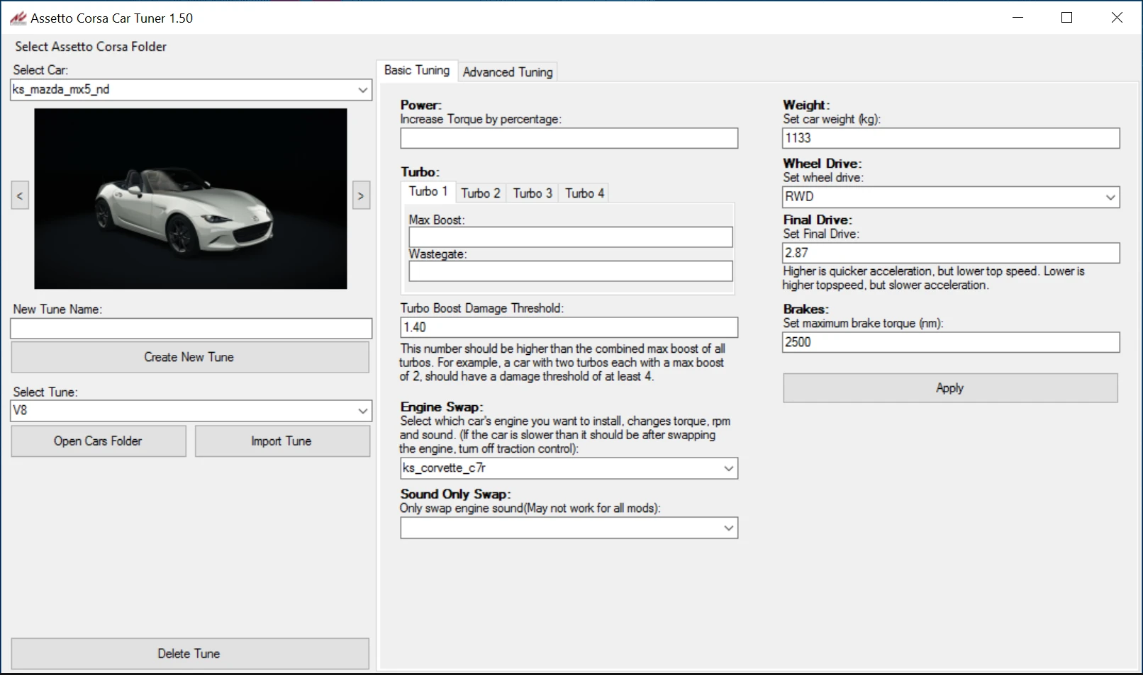 Assetto Corsa Car Tuner 1.52 - Assetto Corsa