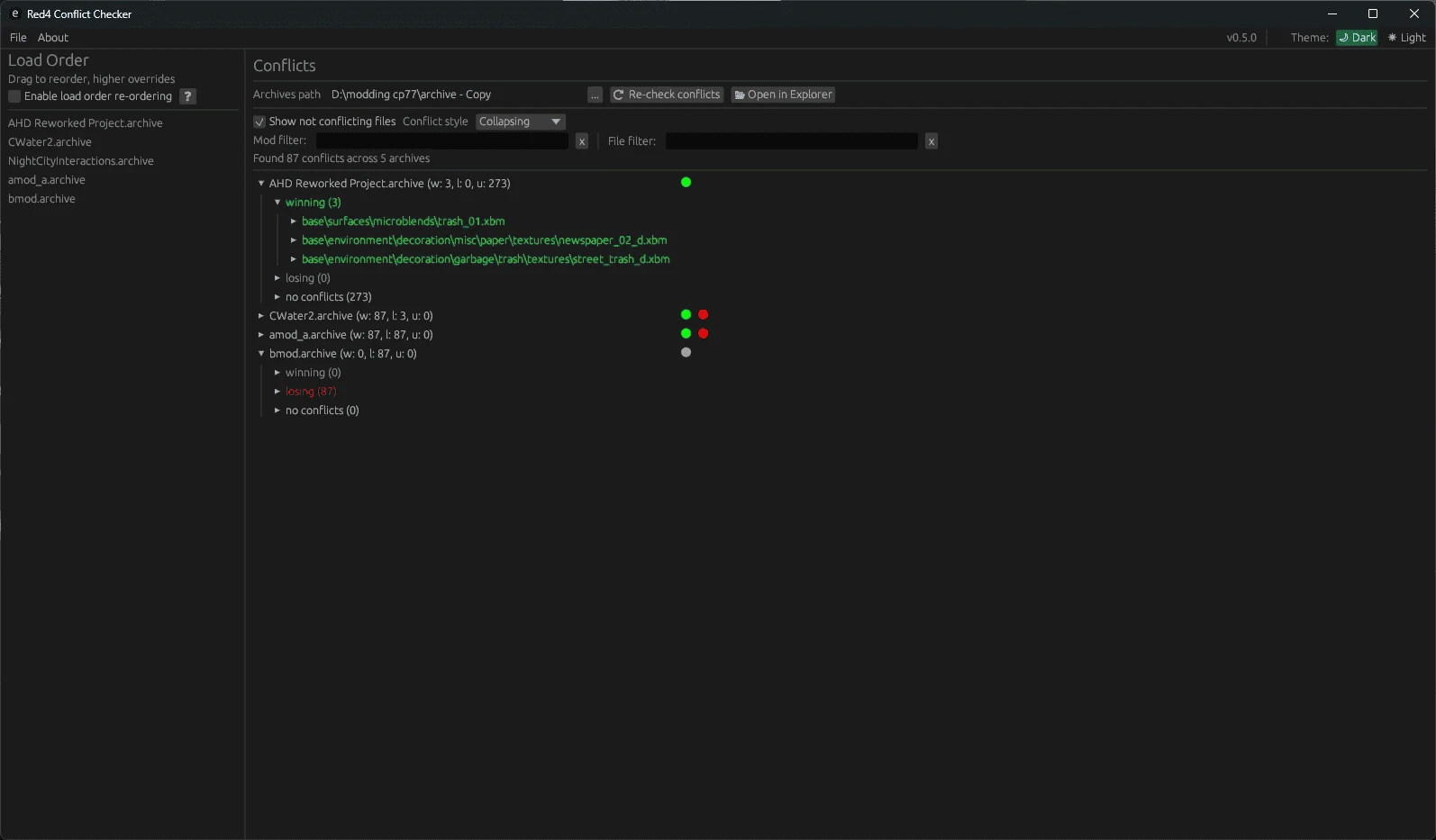 Archive Conflict Checker Tool 0.5 - Cyberpunk 2077