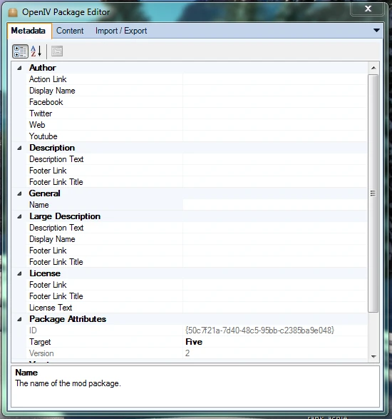Package Editor for OpenIV 1.2.1 - GTA 5