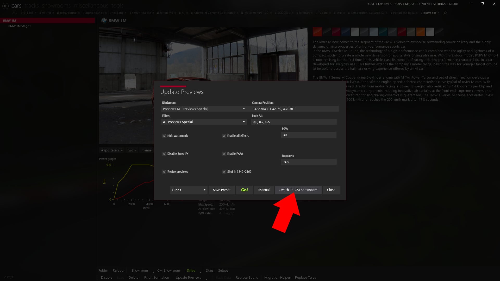 Showrooms and CM Presets Pack 1.0 - Assetto Corsa