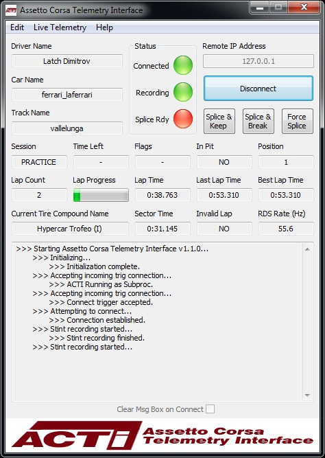 (ACTI) Assetto Corsa Telemetry Interface 1.1.2 - Assetto Corsa
