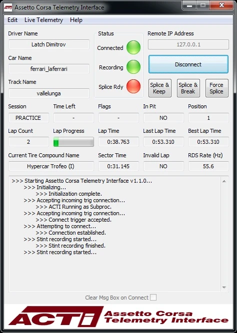 (ACTI) Assetto Corsa Telemetry Interface 1.1.2 - Assetto Corsa